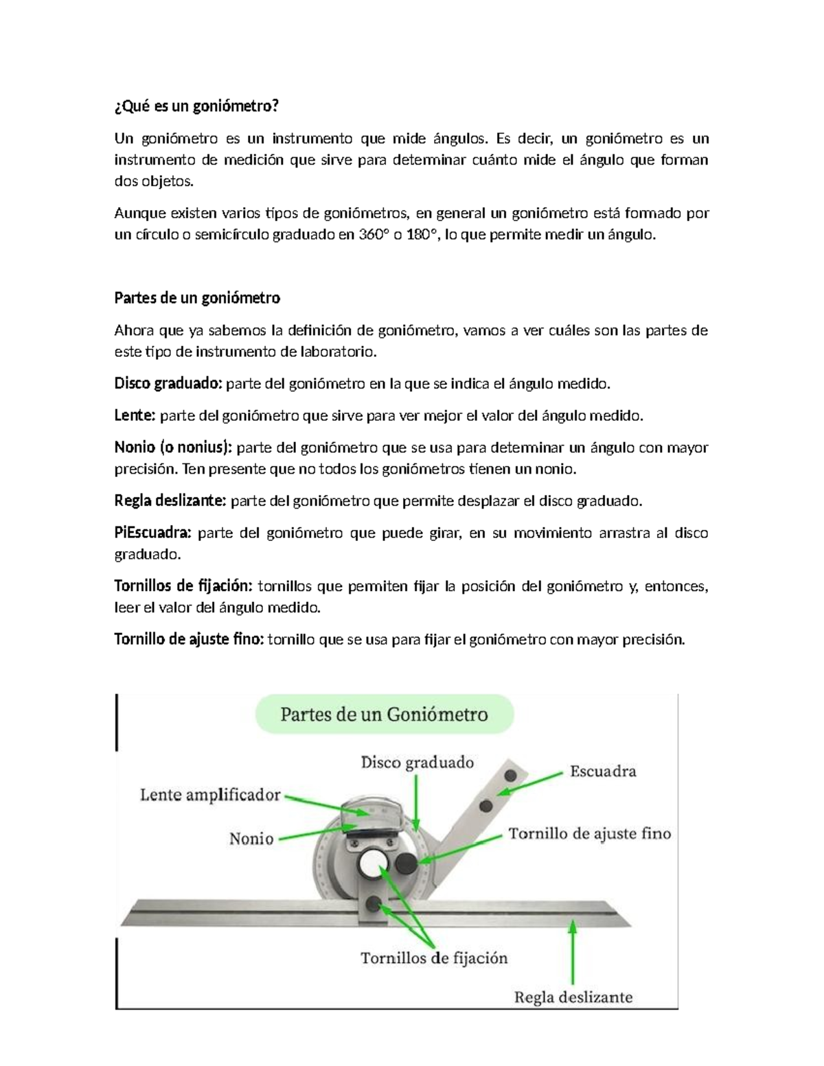Goniómetro: Definición, Partes y Tipos de Medición - Studocu