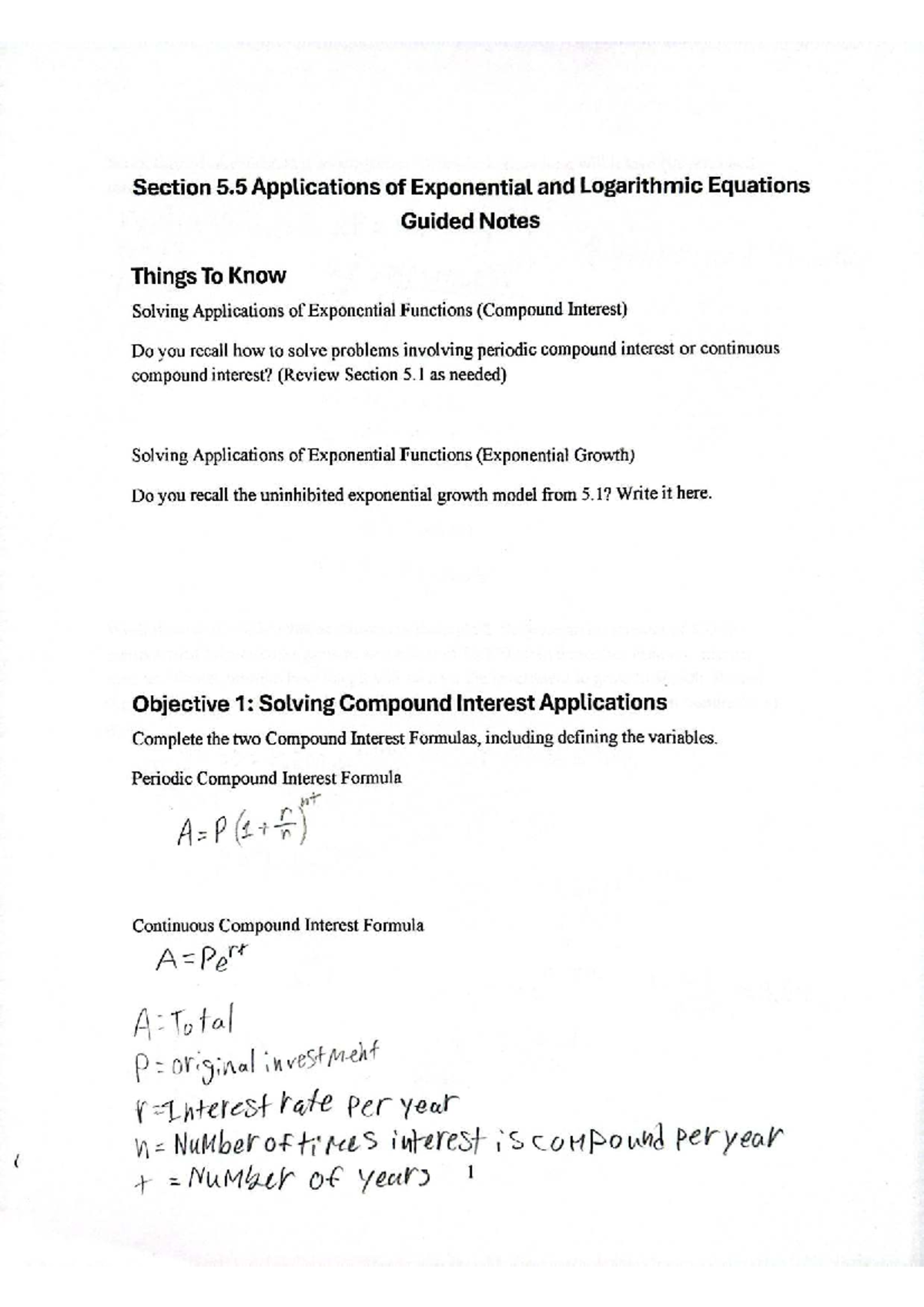 Guided Notes on Exponential and Logarithmic Equations - Studocu