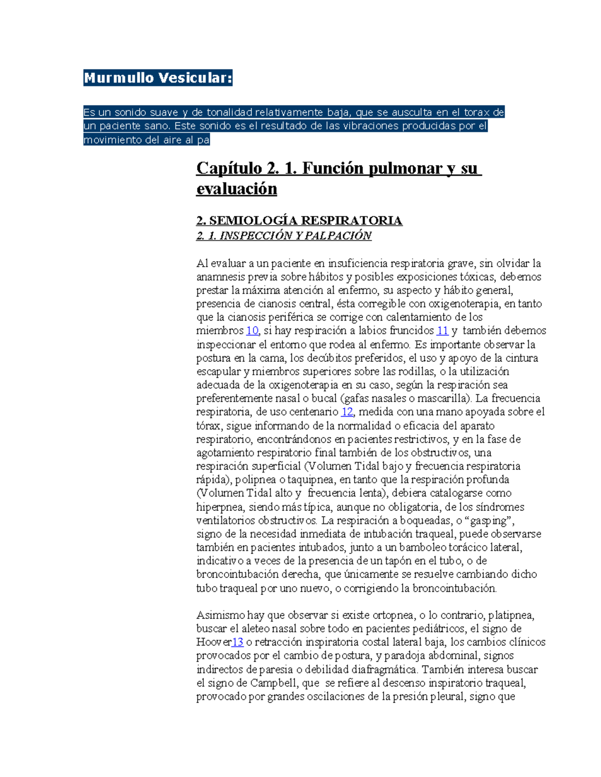 Estudio sobre Murmullo Vesicular y Semiología Respiratoria - Studocu