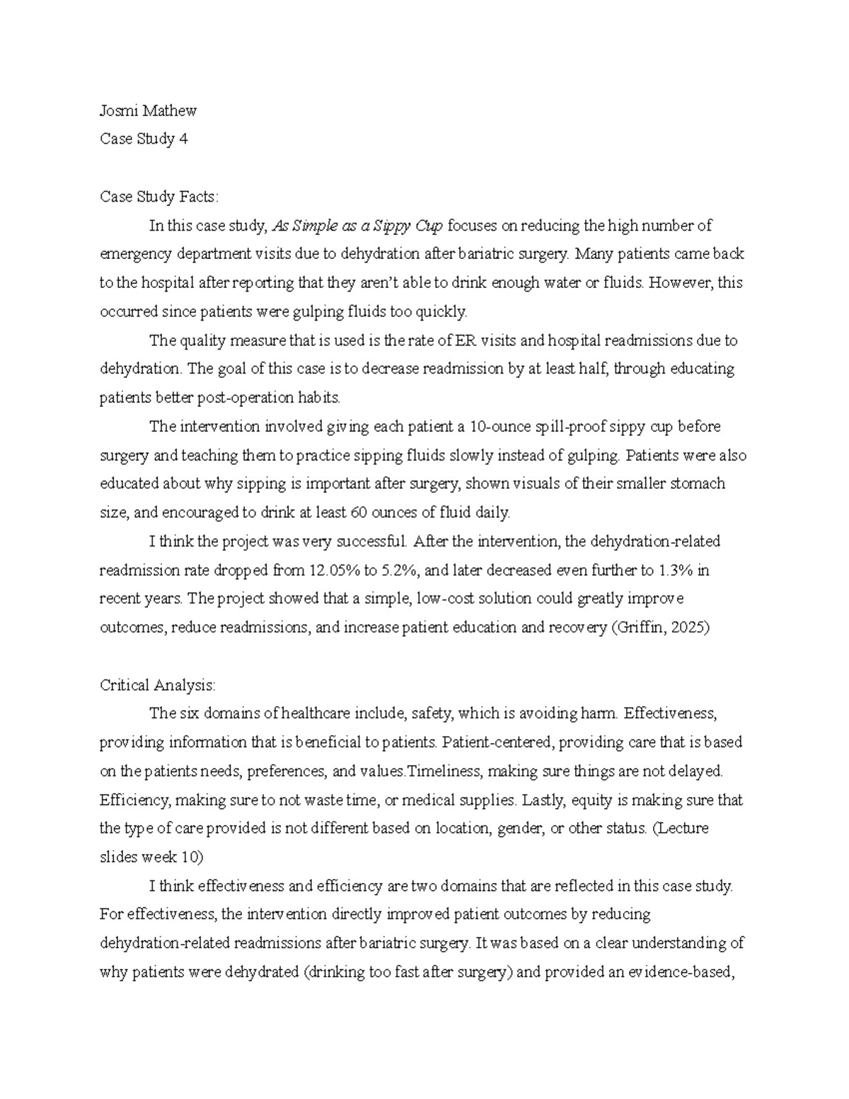 Case Study 4: Reducing ER Visits Post-Bariatric Surgery - Studocu