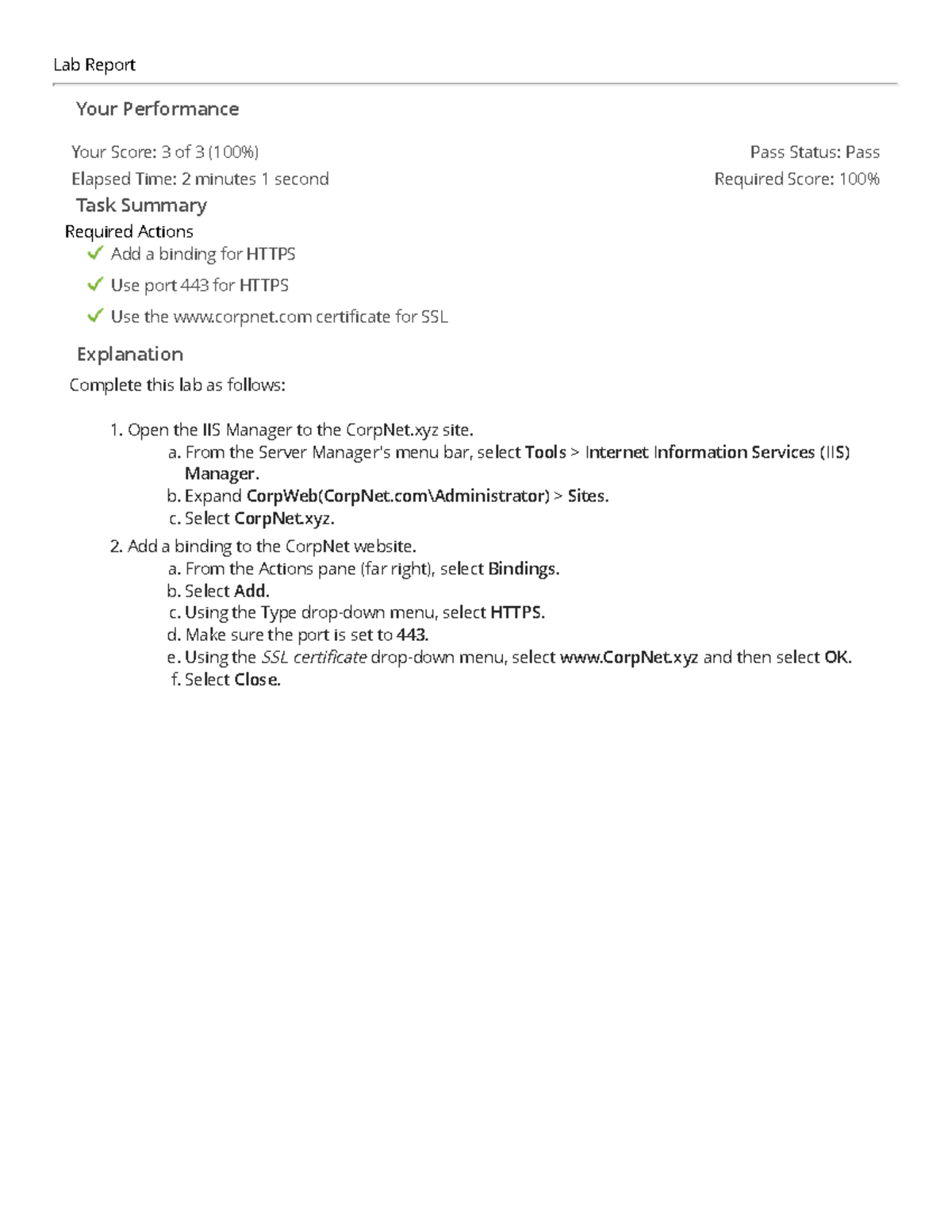 10.1.5 SSL Connections Lab Report: Actions & Performance Summary - Studocu