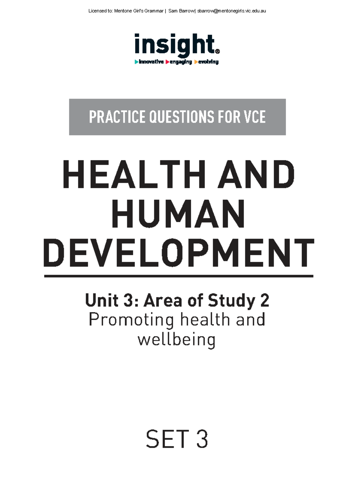 VCE Health & Human Development Unit 3: AOS 2 Practice Questions Set 3 ...