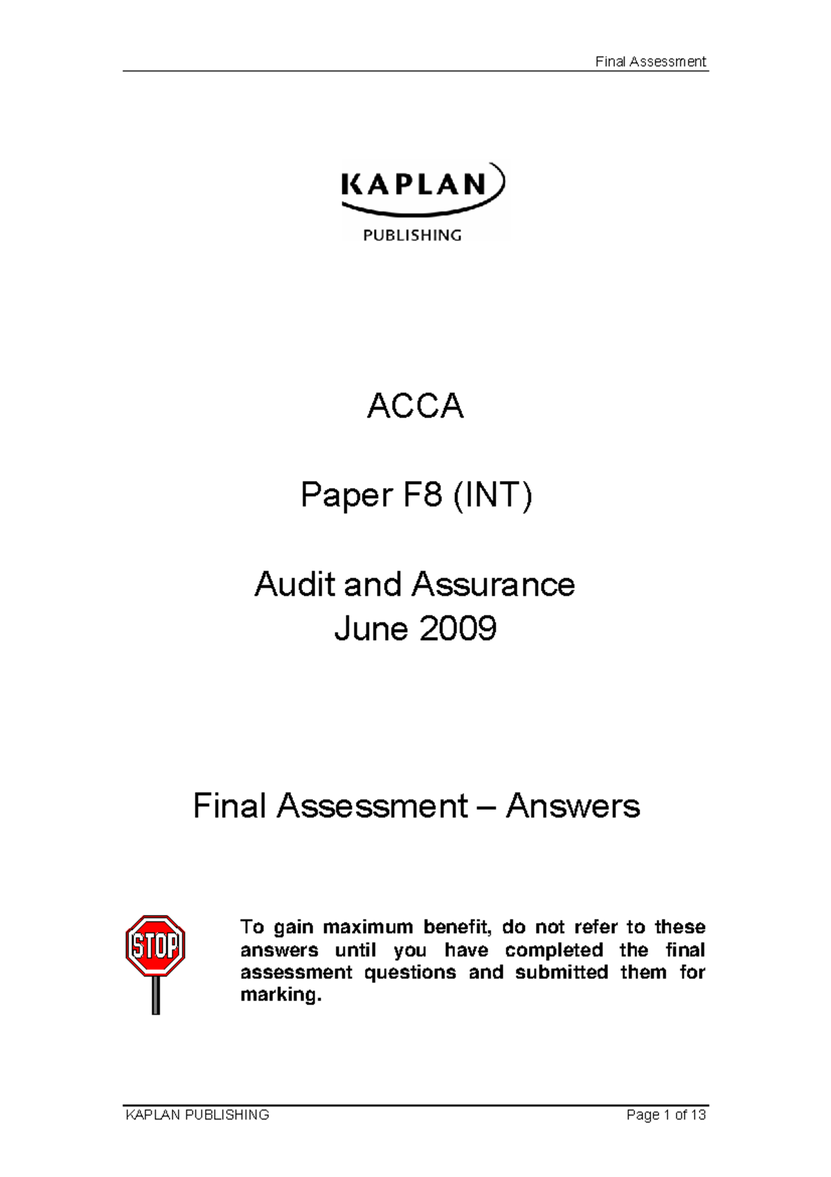 ACCA Noter Answer Paper F8 acca f8 int aa final assessment answers ...