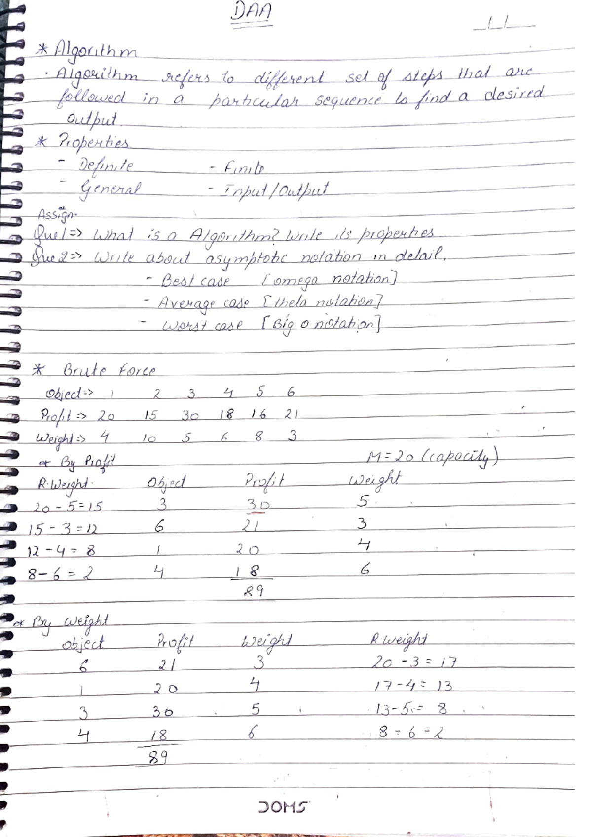 DAA M:35 Final Exam Notes on Algorithms and Their Properties - Studocu