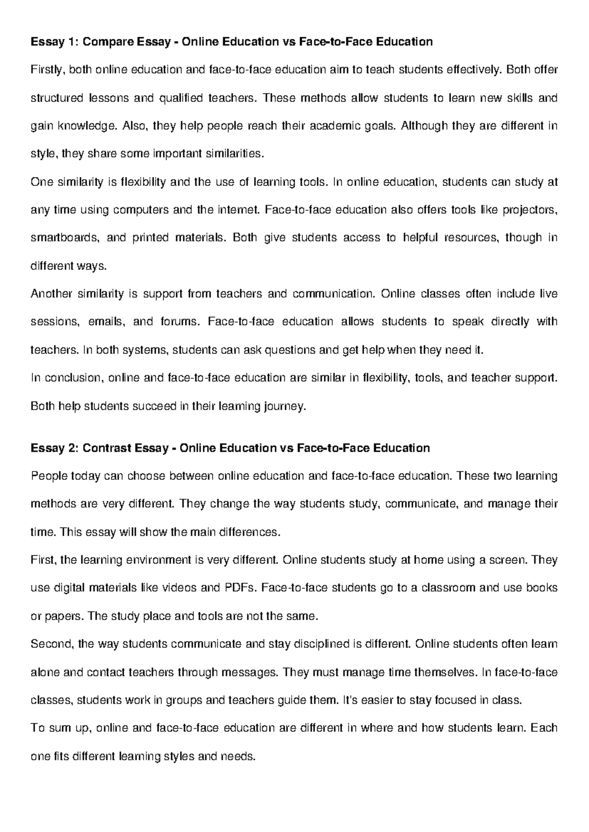 Compare & Contrast Essays: Online Education vs Traditional Education ...