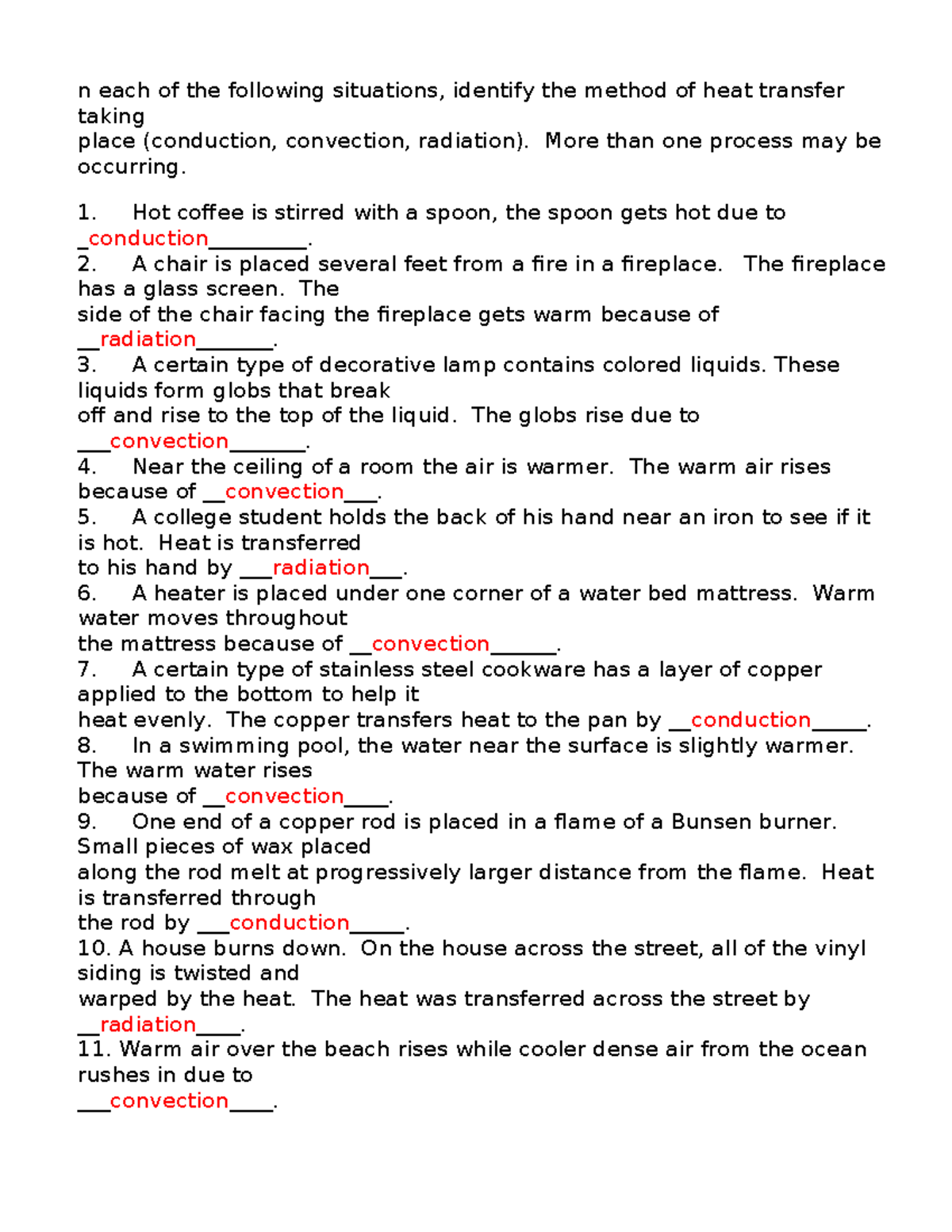 SCIENCE 6: Identifying Methods of Heat Transfer in Various Scenarios ...