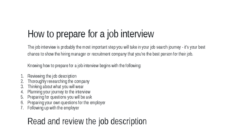 Job Interview Prep Guide: Key Steps for Success - Studocu