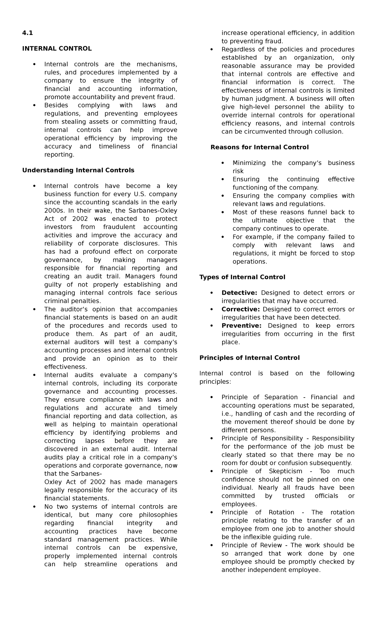 4.1 Internal Control: Mechanisms for Financial Integrity and Fraud ...
