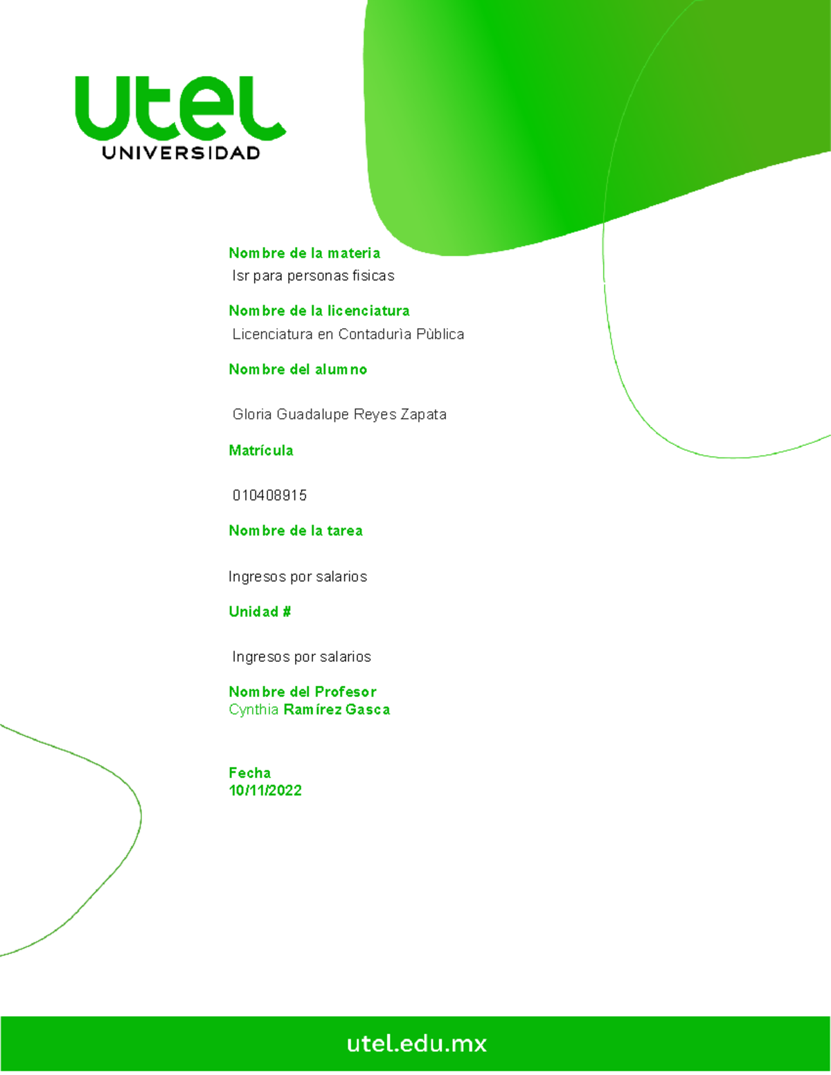 Actividad 2 ISR - Gjmm - Nombre de la materia Isr para personas fisicas ...