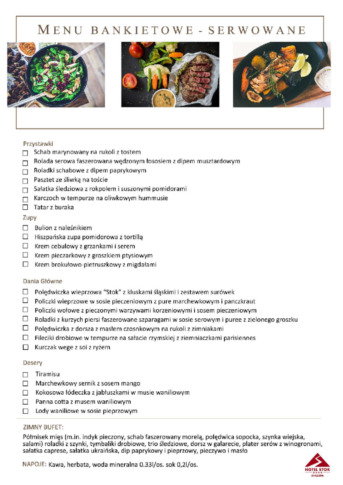 Menu Bankietowe - Hotel Stok - Studocu