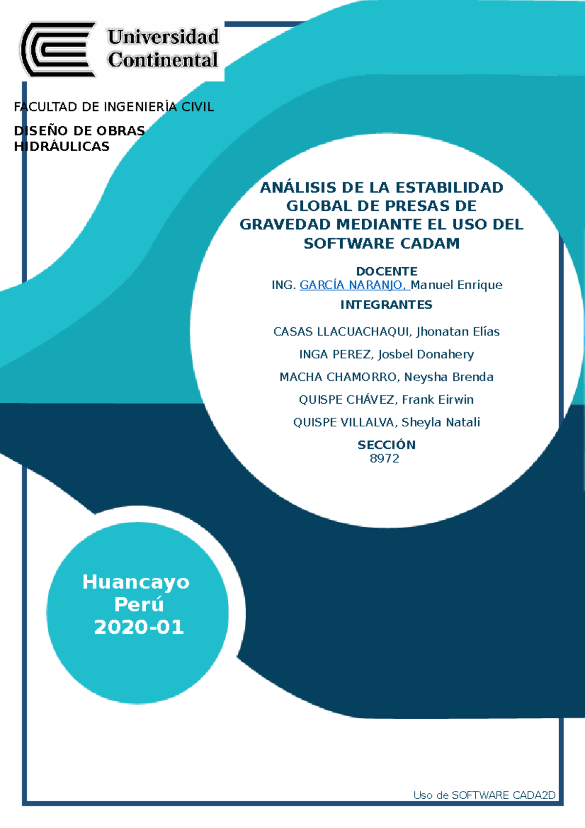 Aplicación DE Cadam 2D EN Presas-DE- Gravedad - FACULTAD DE INGENIERÍA ...