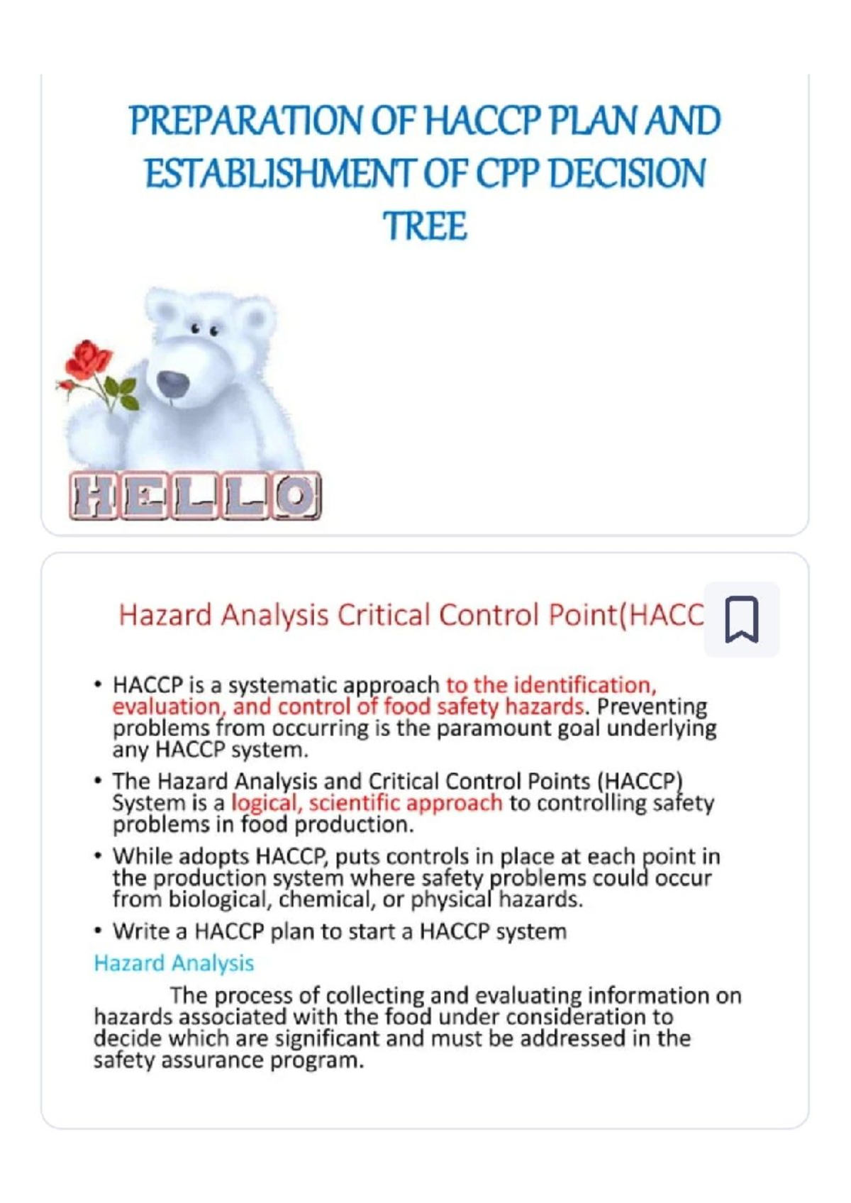 HACCP Plan Development & CPP Decision Tree Guide for Food Safety - Studocu