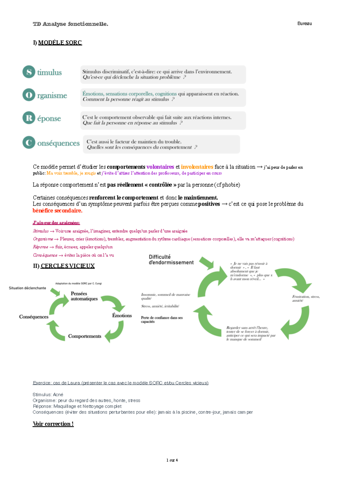 Analyse fonctionnelle TD - Modèle SORC et Circles Vicieux - Studocu