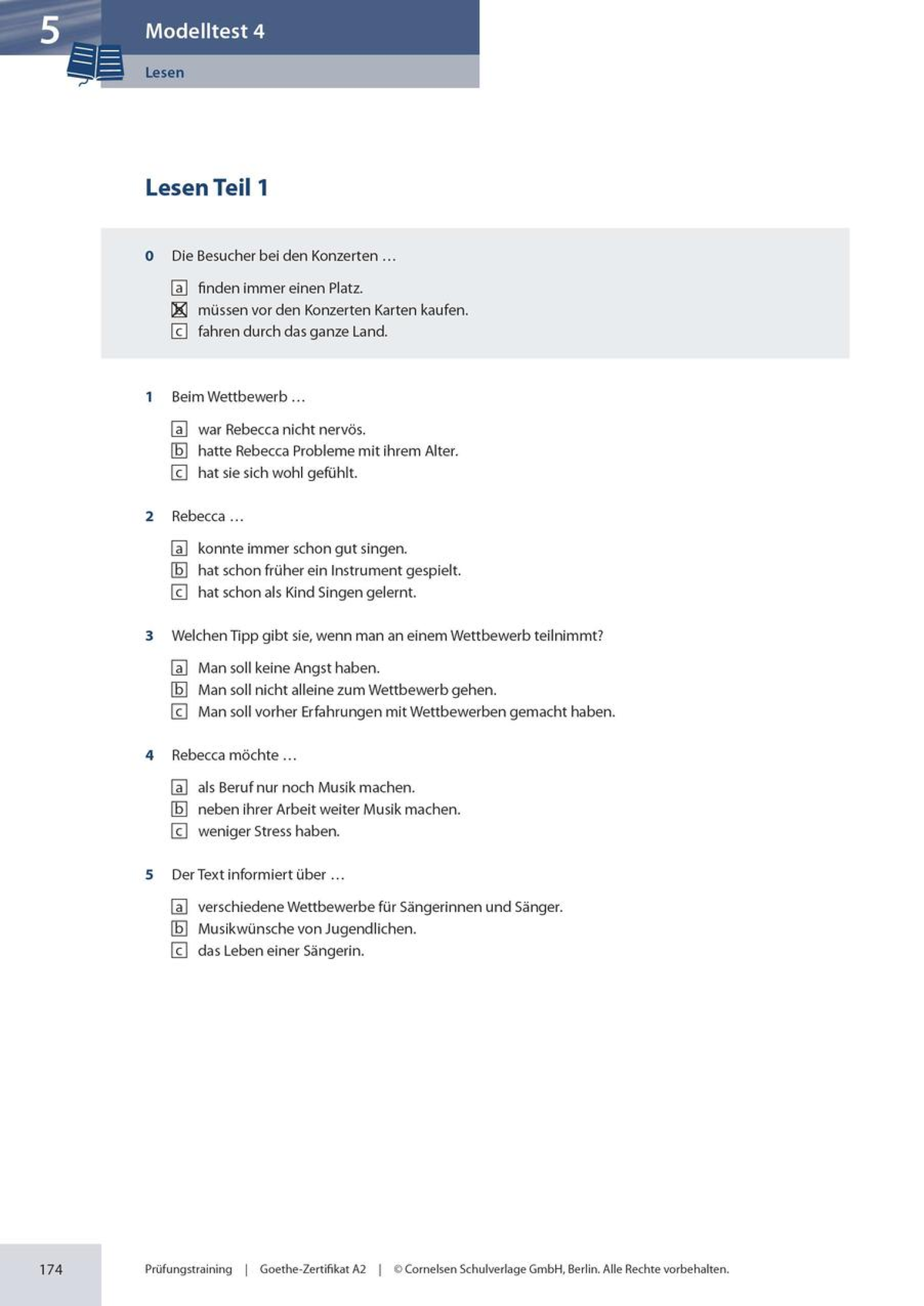 A2 Modelltest 04: Lesen, Hören, Schreiben und Sprechen - Studocu