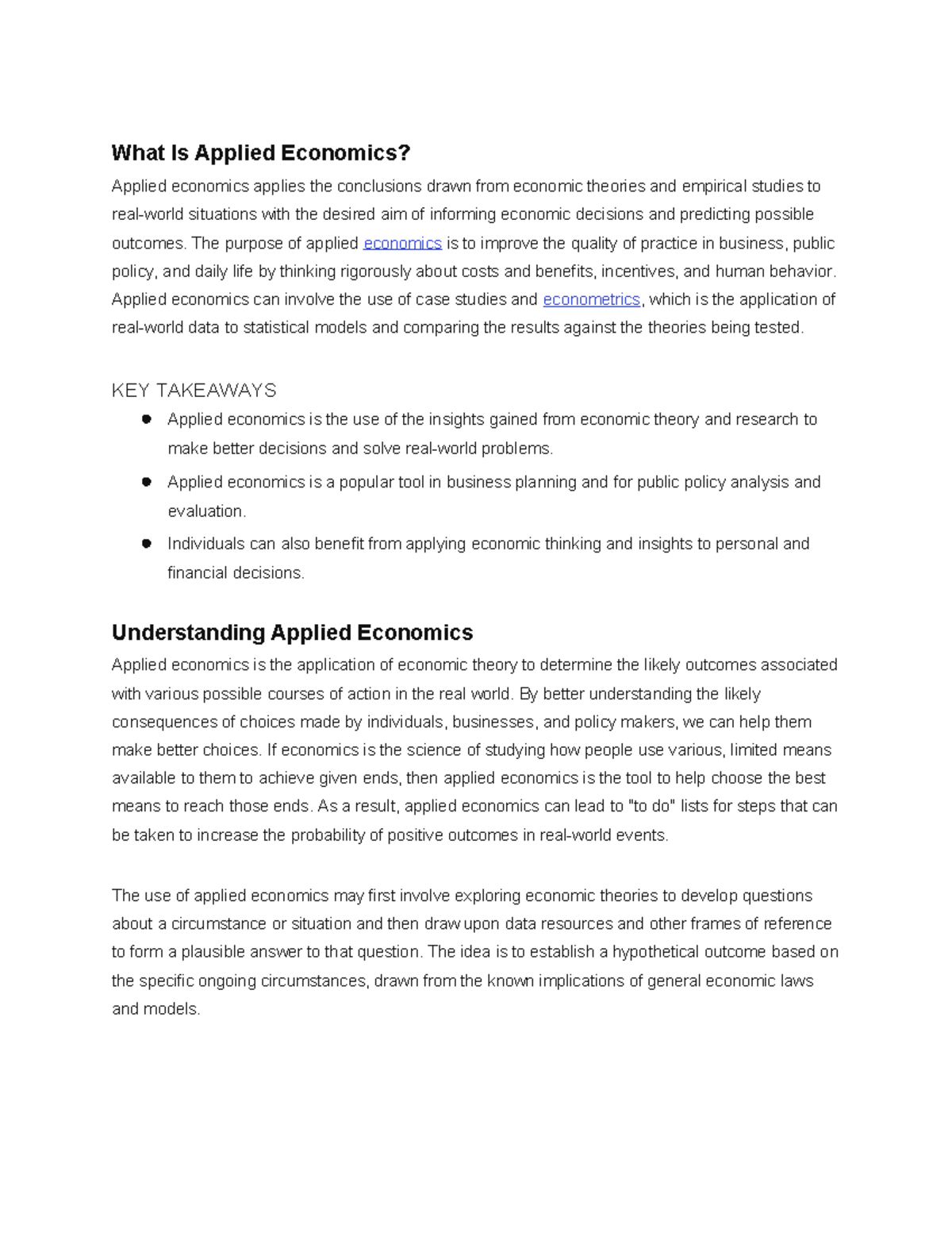 Applied Economics: Real-World Insights and Decision Making - Studocu
