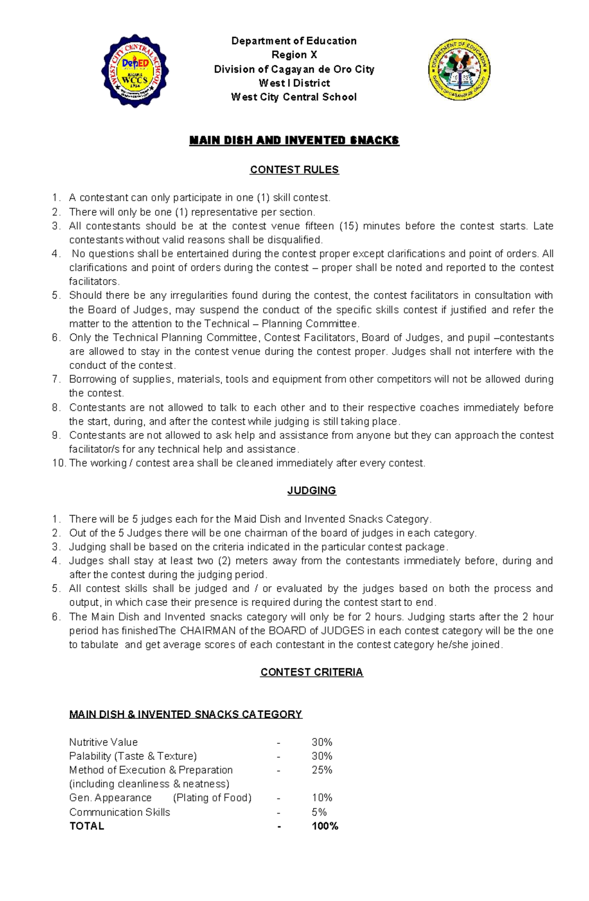 416106881 Nutrition Month Cooking Contest Rules & Judging Criteria ...