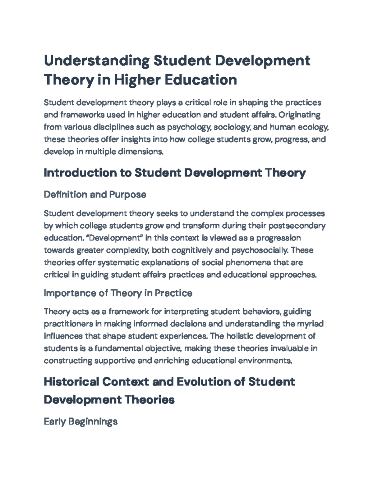 Understanding Student Development Theories in Higher Education ...