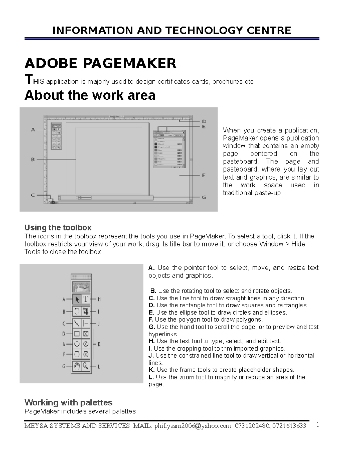 Adobe Page maker Introduction - INFORMATION AND TECHNOLOGY CENTRE ADOBE ...