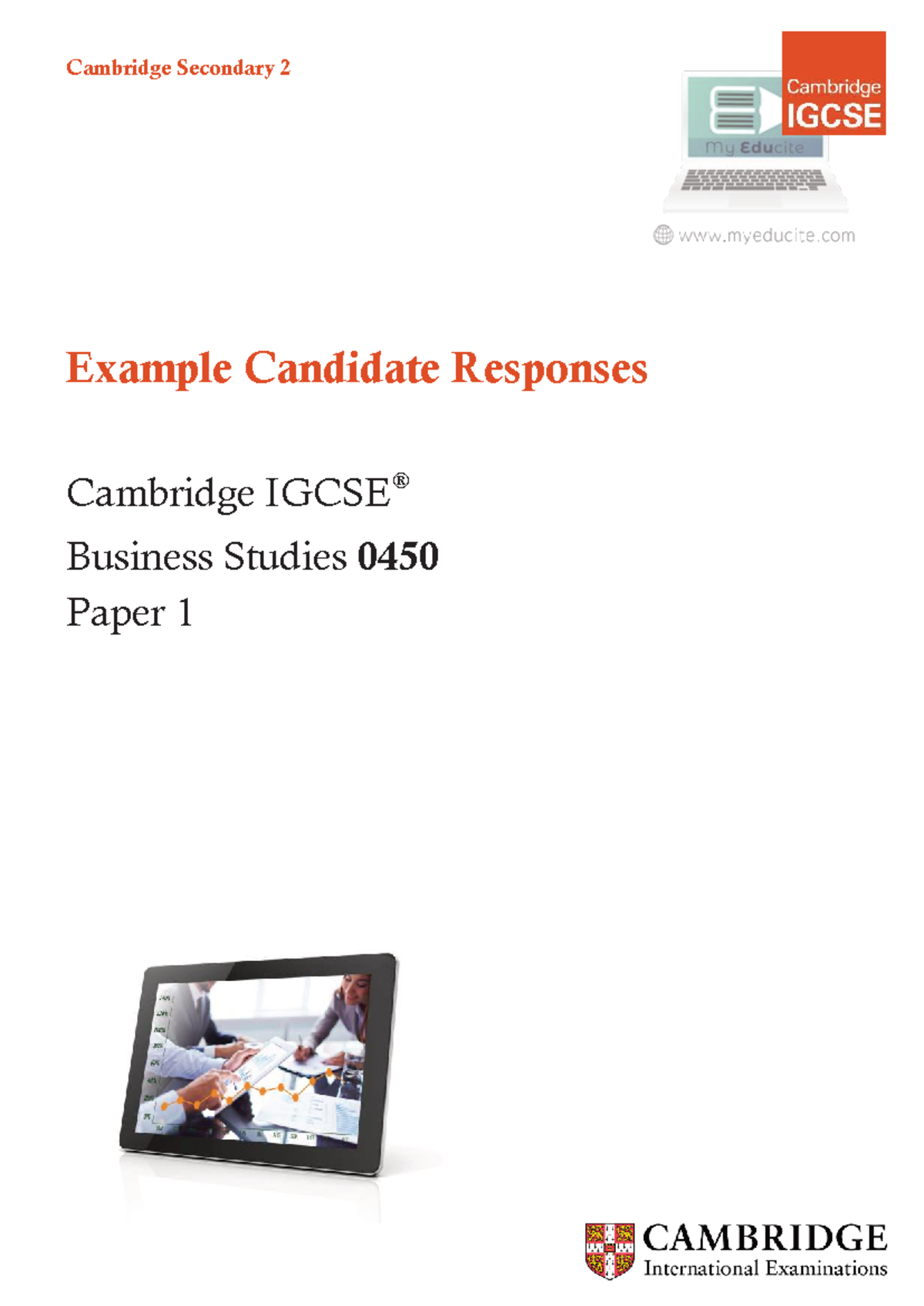 Cambridge Business Studies 0450 Example Candidate Responses Paper 1 ...