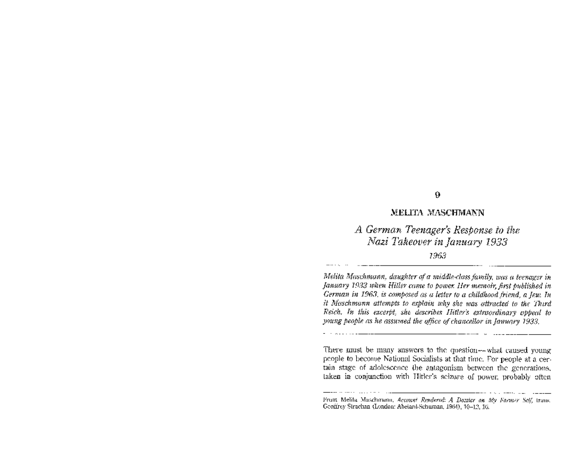 Week 6 Primary Sources: Analyzing German Responses to Nazi Rise - Studocu