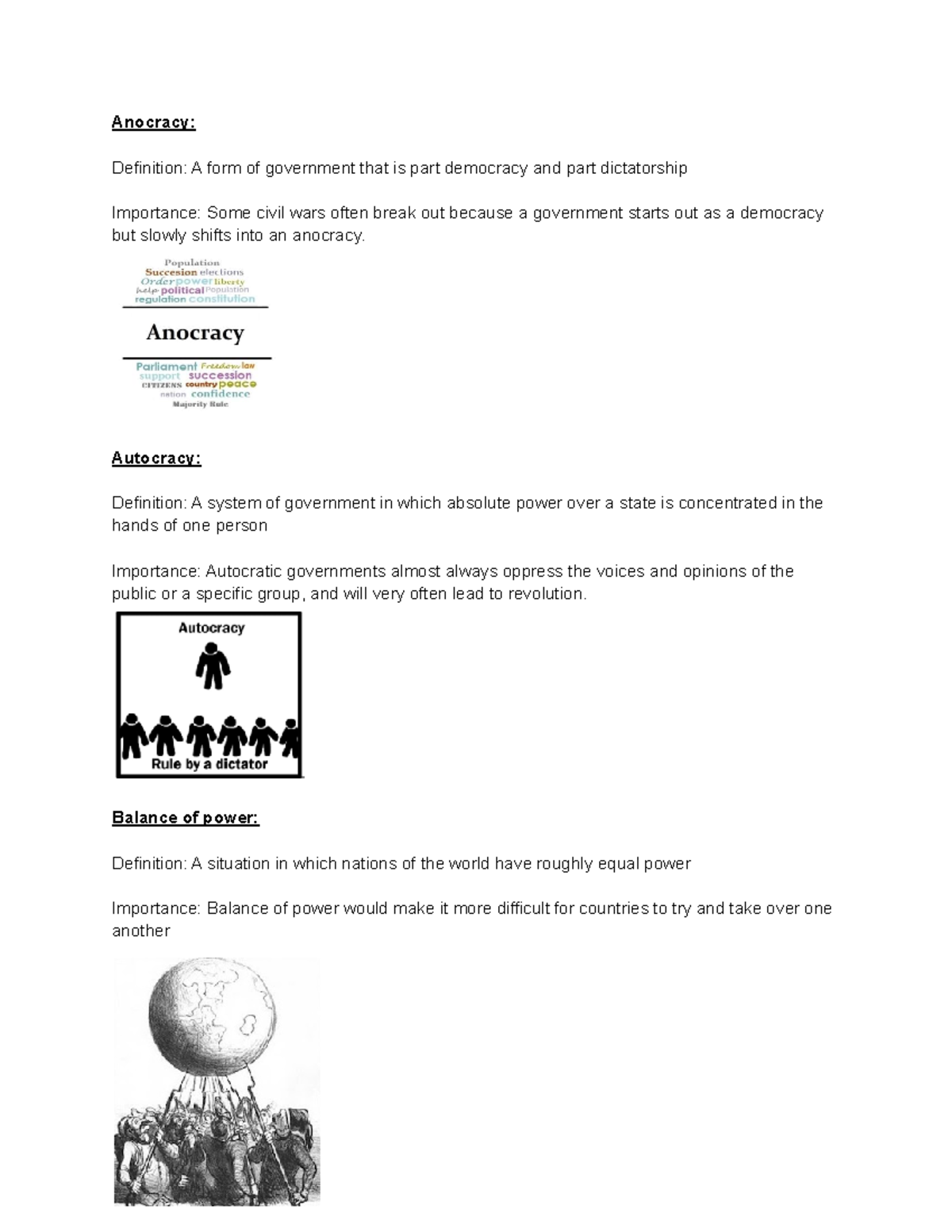 AP Hu G Module 4 Vocab - Anocracy: Definition: A form of government ...