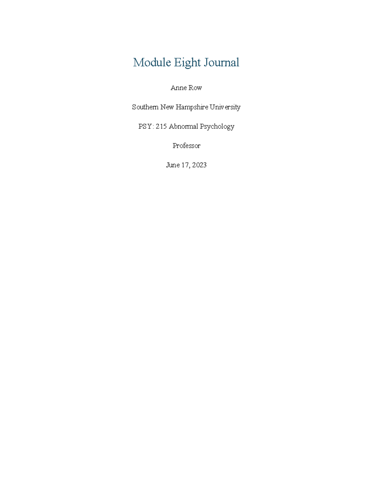 Module Eight Journal AR - Reflection and Analysis - Module Eight ...
