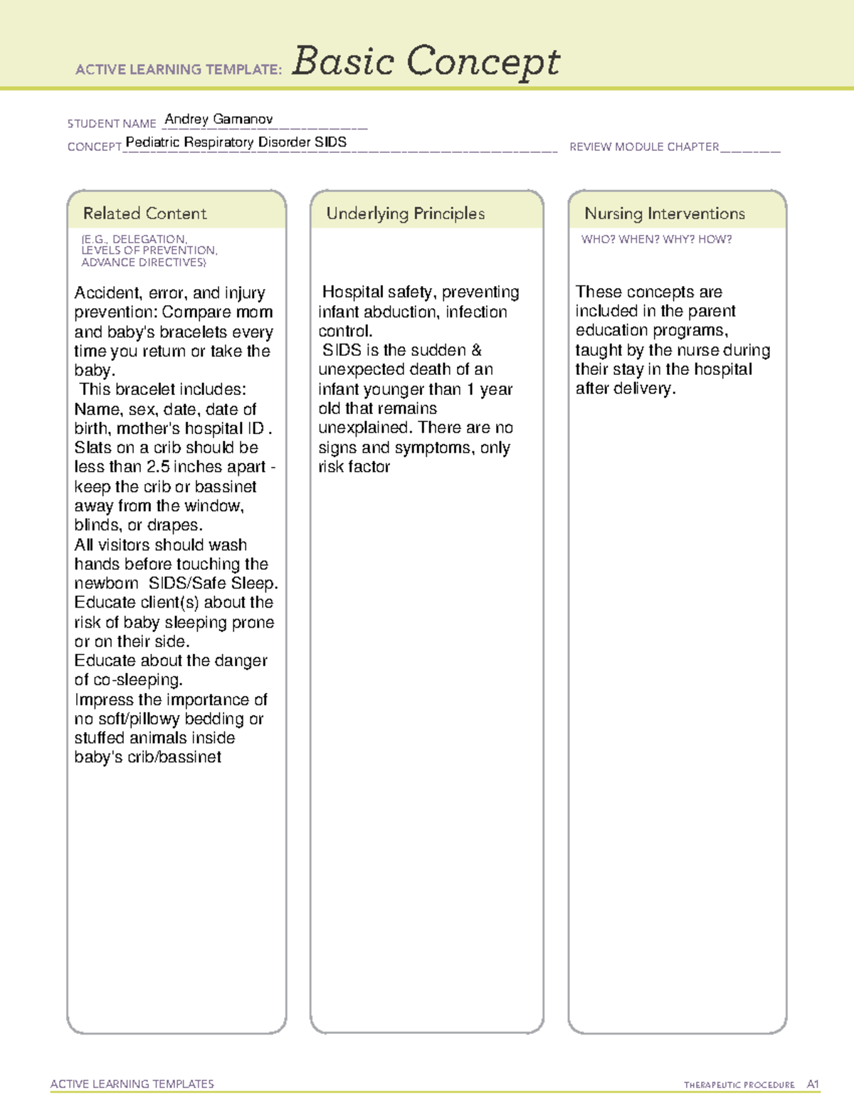 Pediatric Nursing Review: SIDS and Safety Interventions - Studocu