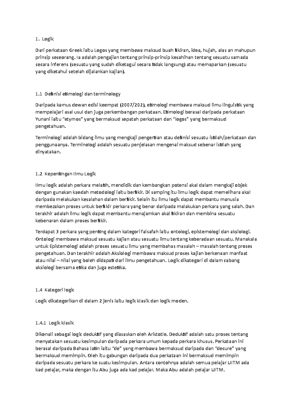 Keseluruhan Nota Asigment Individu tentang Logik dan Falsafah Ilmu ...