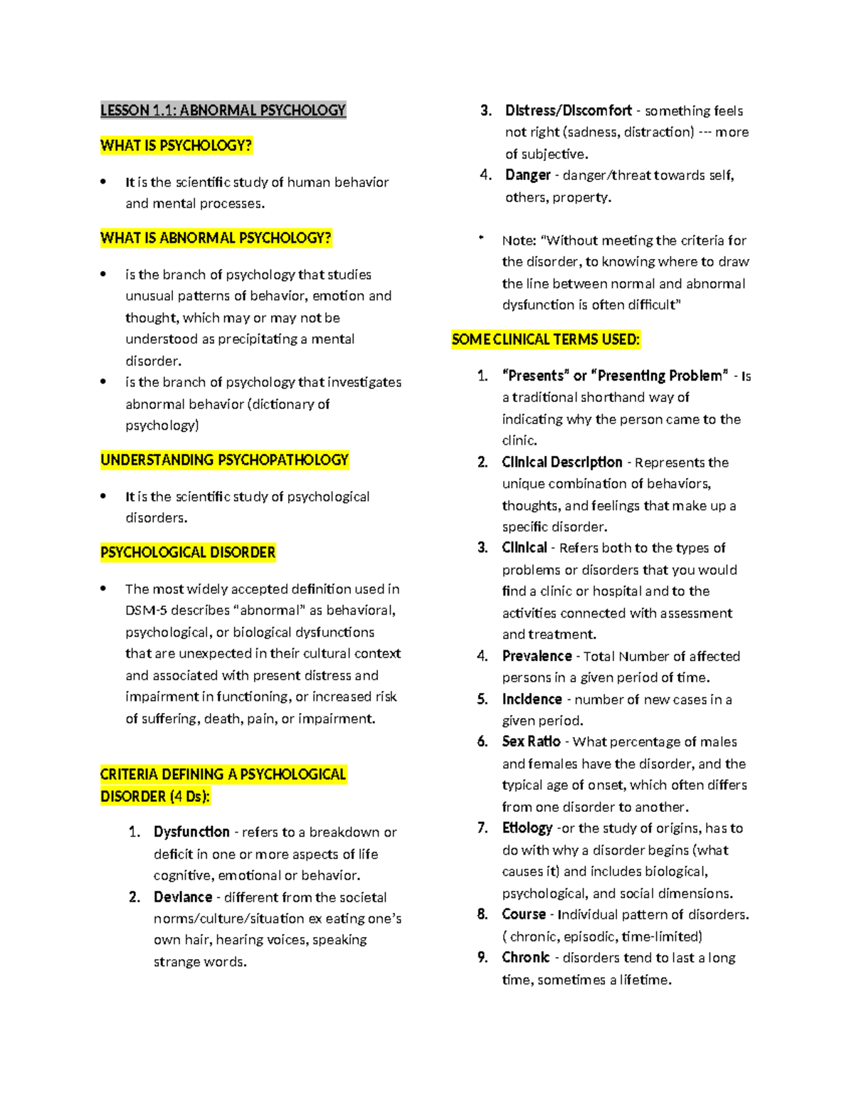 Ab Psy 1-4 - Lecture Notes on Abnormal Psychology Concepts - Studocu
