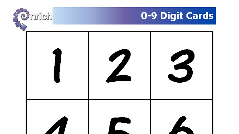 0-9 Digit Cards - actividades didacticas infantil - Inglés - nrich ...