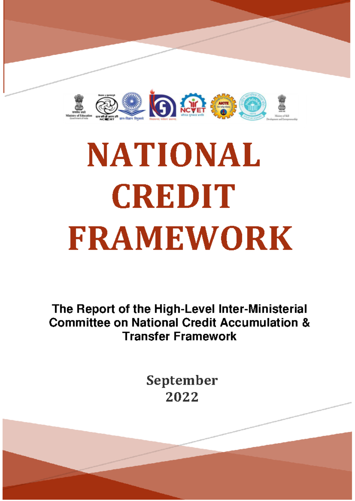 NCrF 2022: Comprehensive Report on National Credit Framework ...