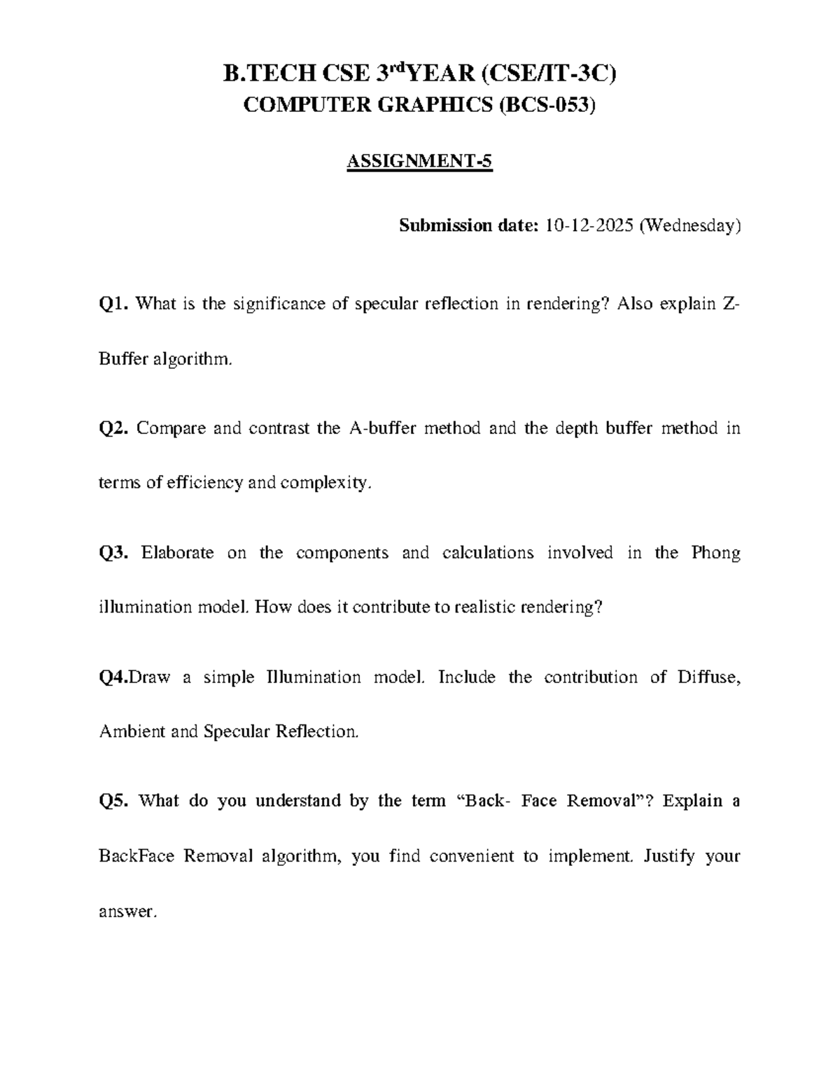 CG Assignment-5 - assignment for computer graphics - B CSE 3 rd YEAR ...