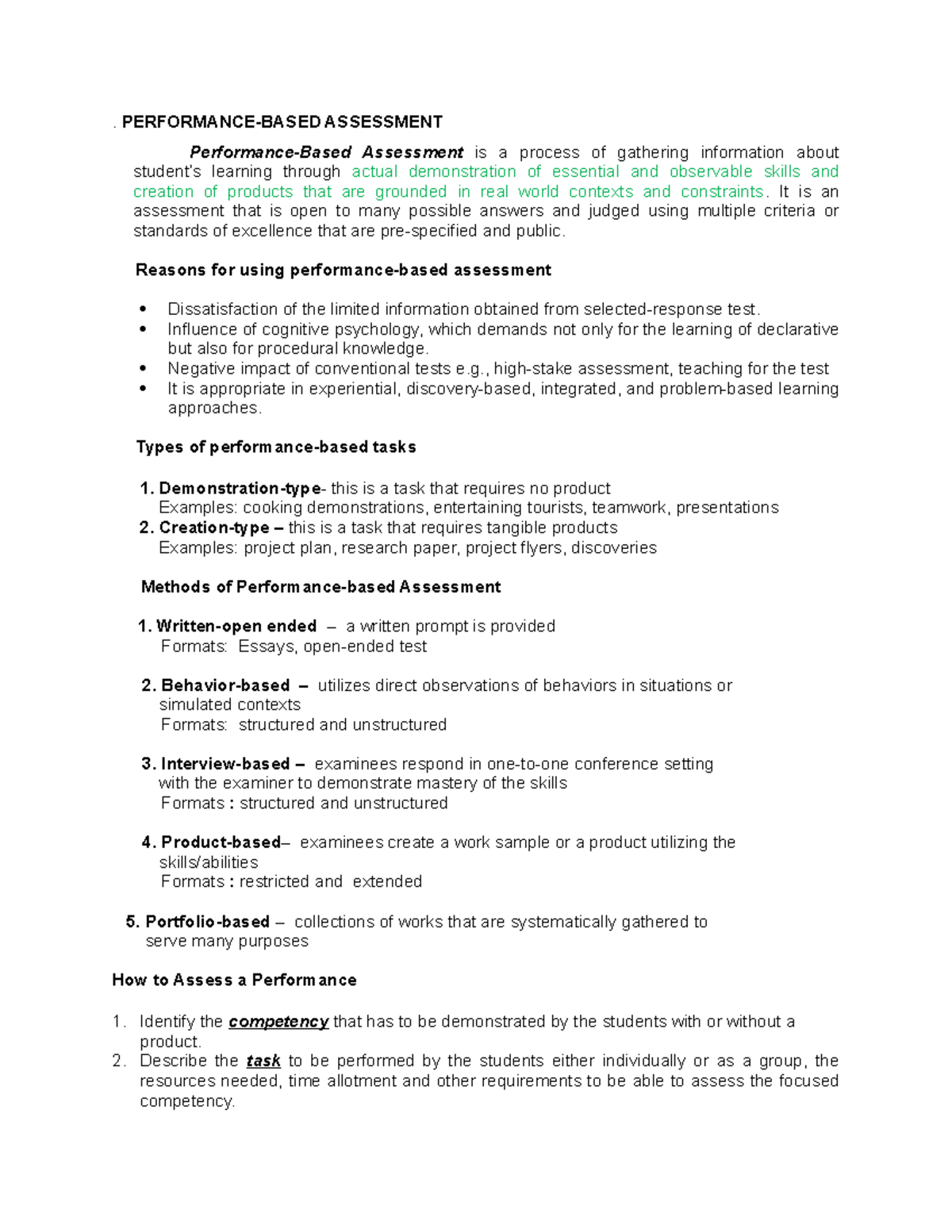 Performance Assessment Rubric & Portfolio Guidelines - Studocu