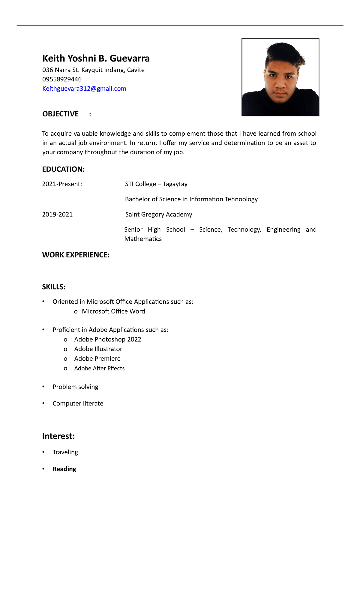 STI COM102 - Purposive Communication Resume and Job Application - Studocu