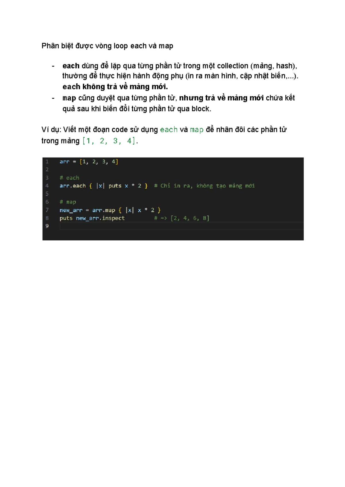 Loop each vs map - OOP Ruby - Lập trình hướng đối tượng - Phân biệt ...