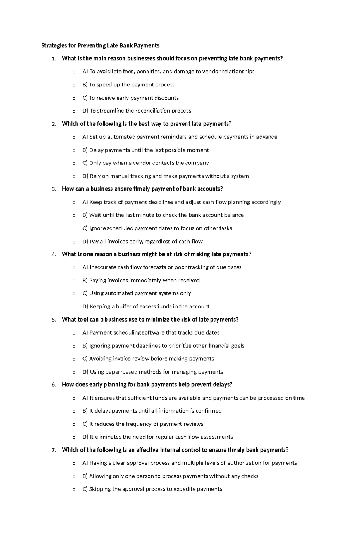 Effective Strategies for Preventing Late Bank Payments: A Guide - Studocu