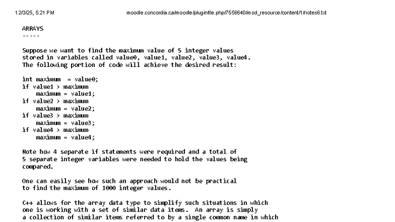 Arrays in C: Finding Maximum Values and Sorting Techniques (CS101 ...