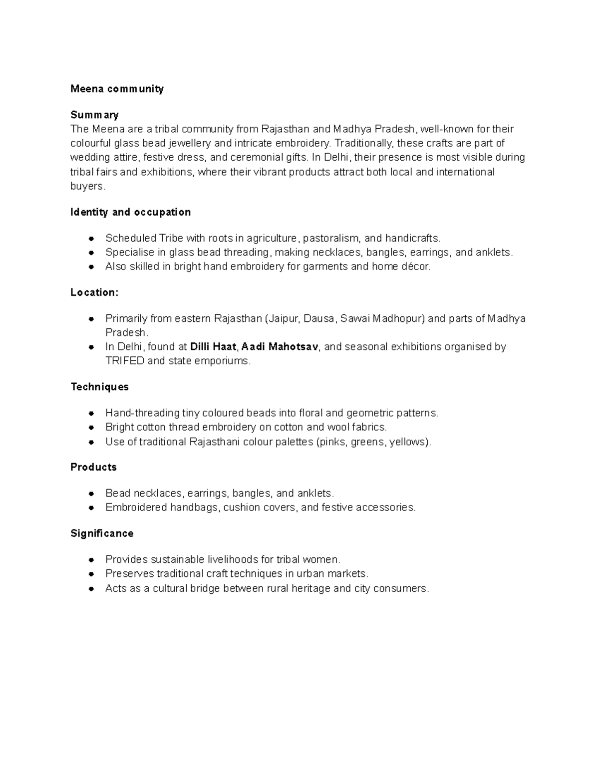 Meena Community: Cultural Heritage and Craftsmanship Insights - Studocu