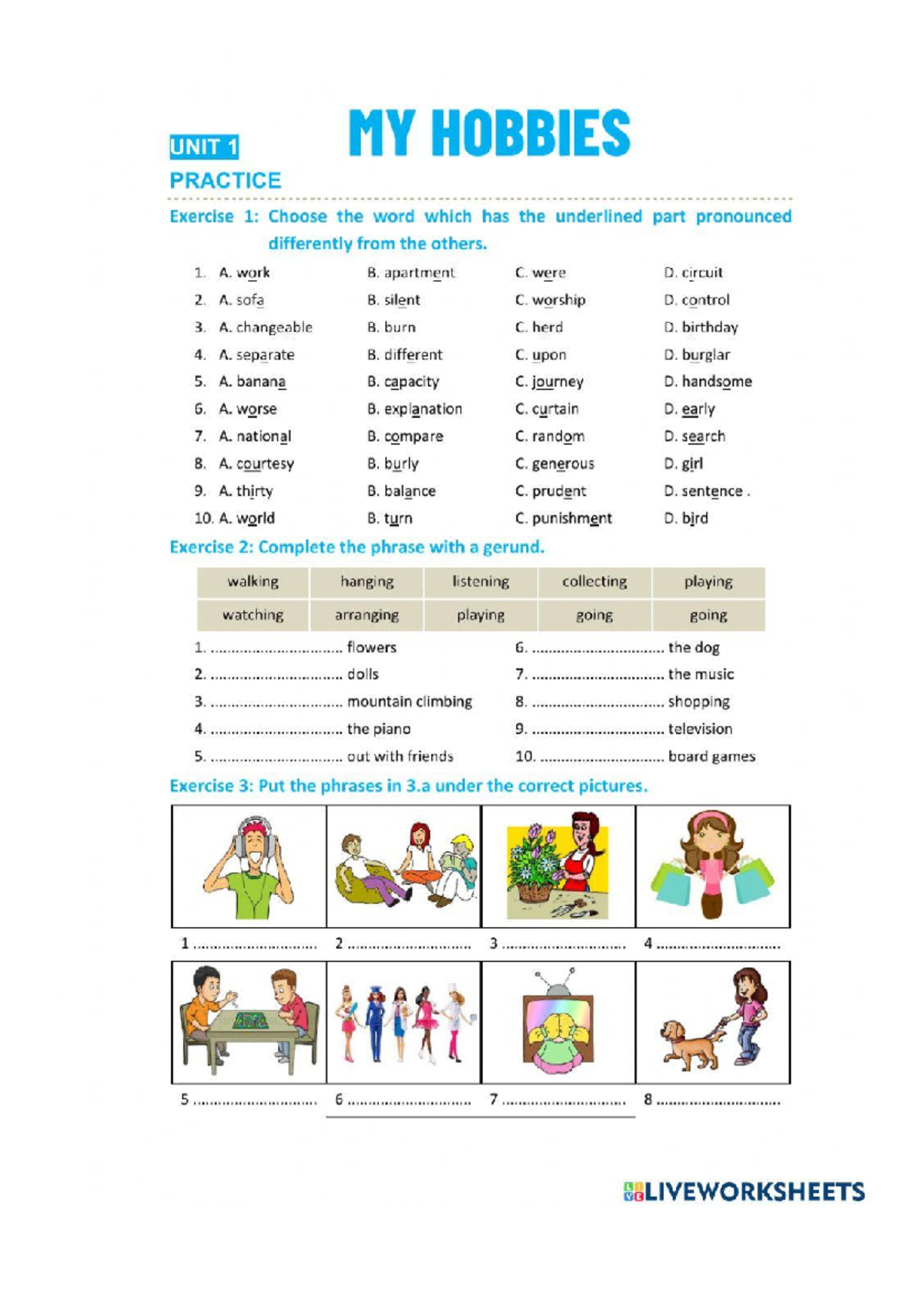 Unit 1 - My Hobbies Practice Exercises and Activities - Studocu