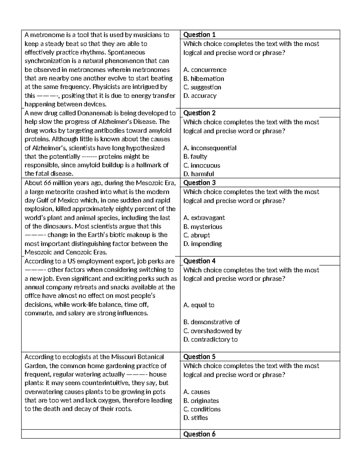 Words in Context 2: Quiz Questions and Answers - Studocu