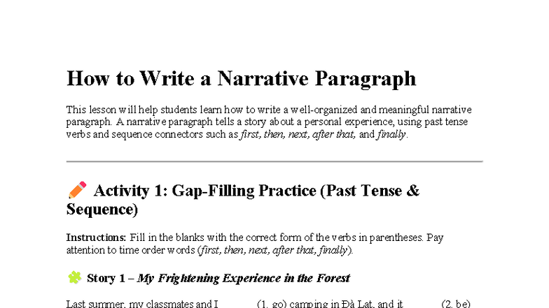 Chapter 6: Writing Effective Narrative Paragraphs - Studocu