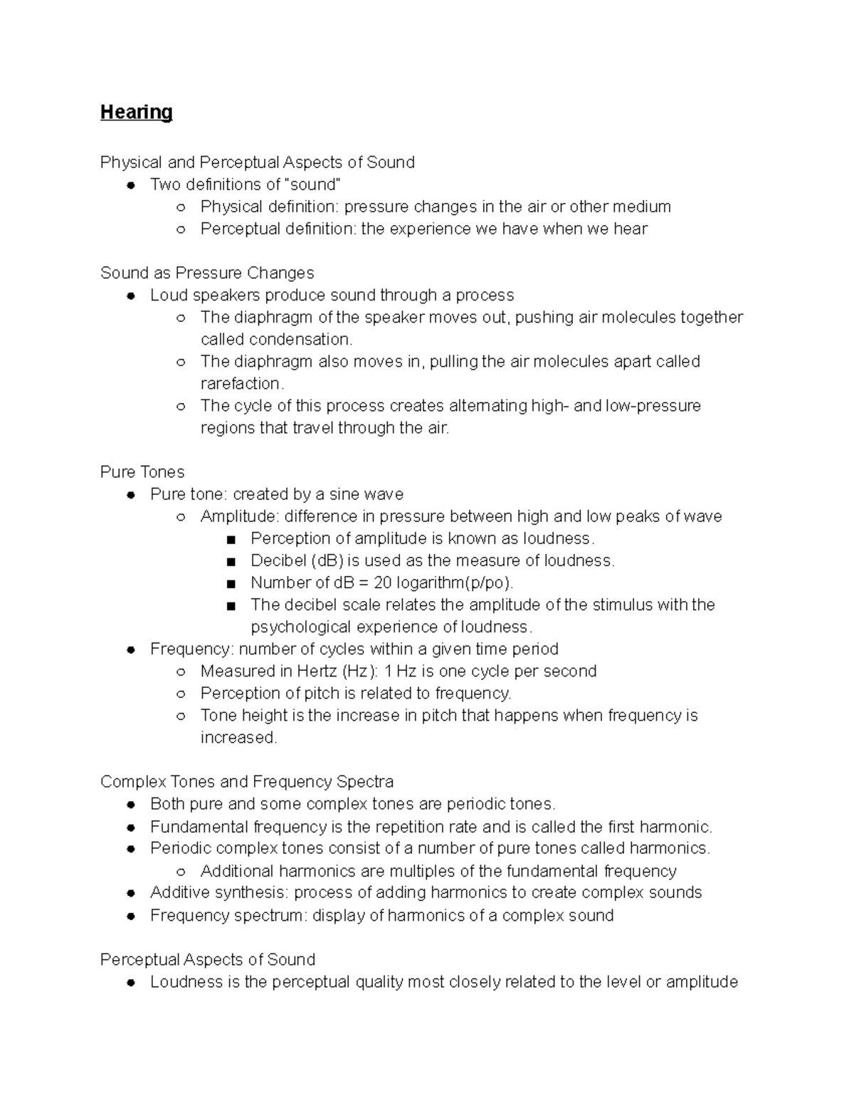 HSP Ch. 11 - Professor Debbie Wang - Hearing Physical and Perceptual ...