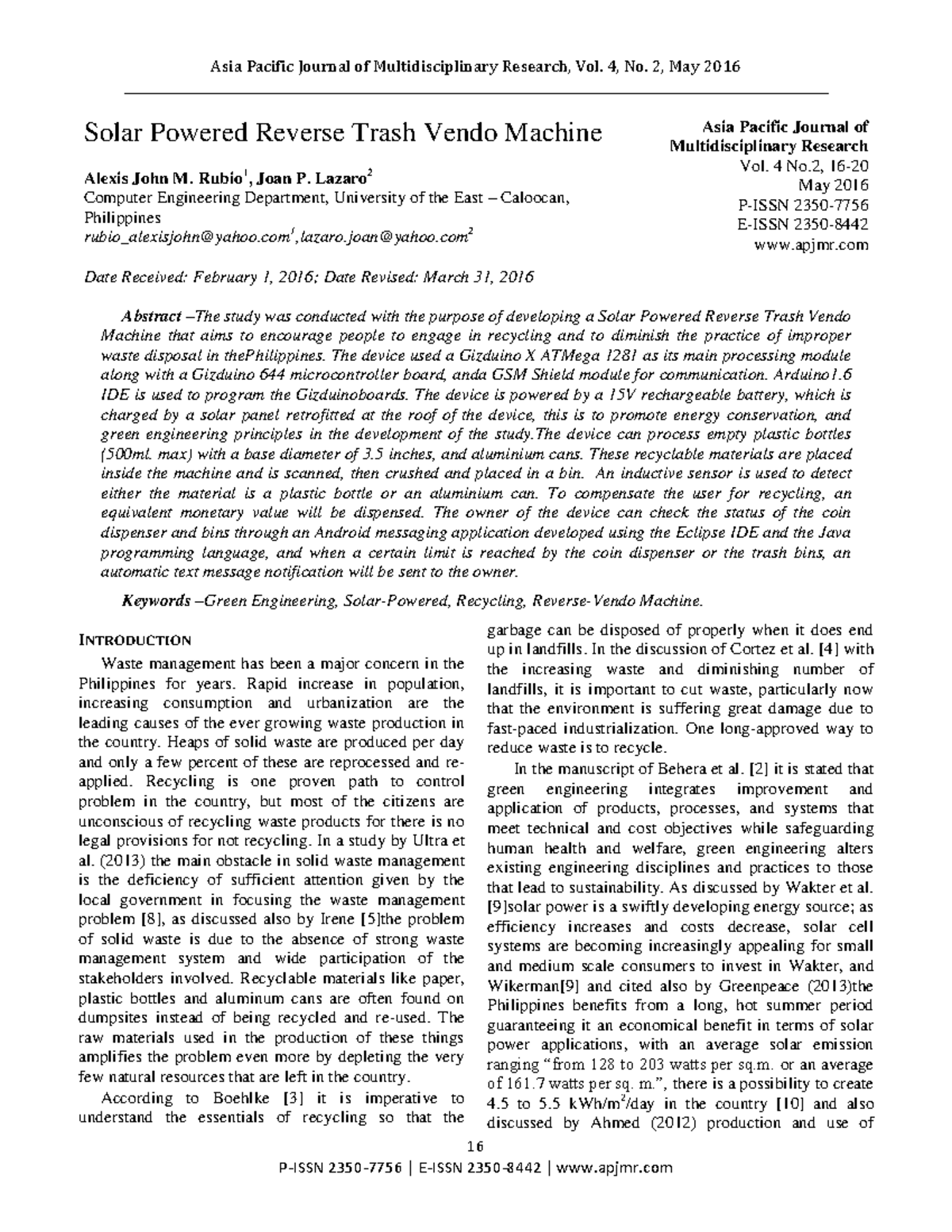 Solar Powered Reverse Trash Vendo Machine: A Green Engineering Solution ...