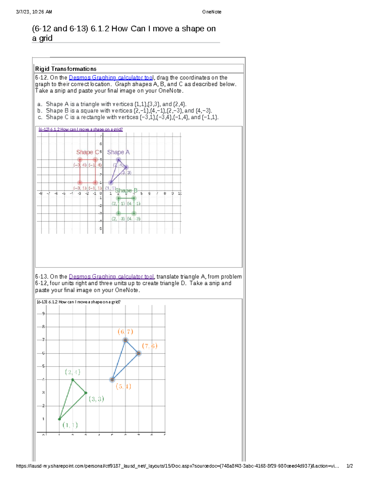 P6 CC Math 8B Spring 2023: Rigid Transformations & Graphing Shapes ...