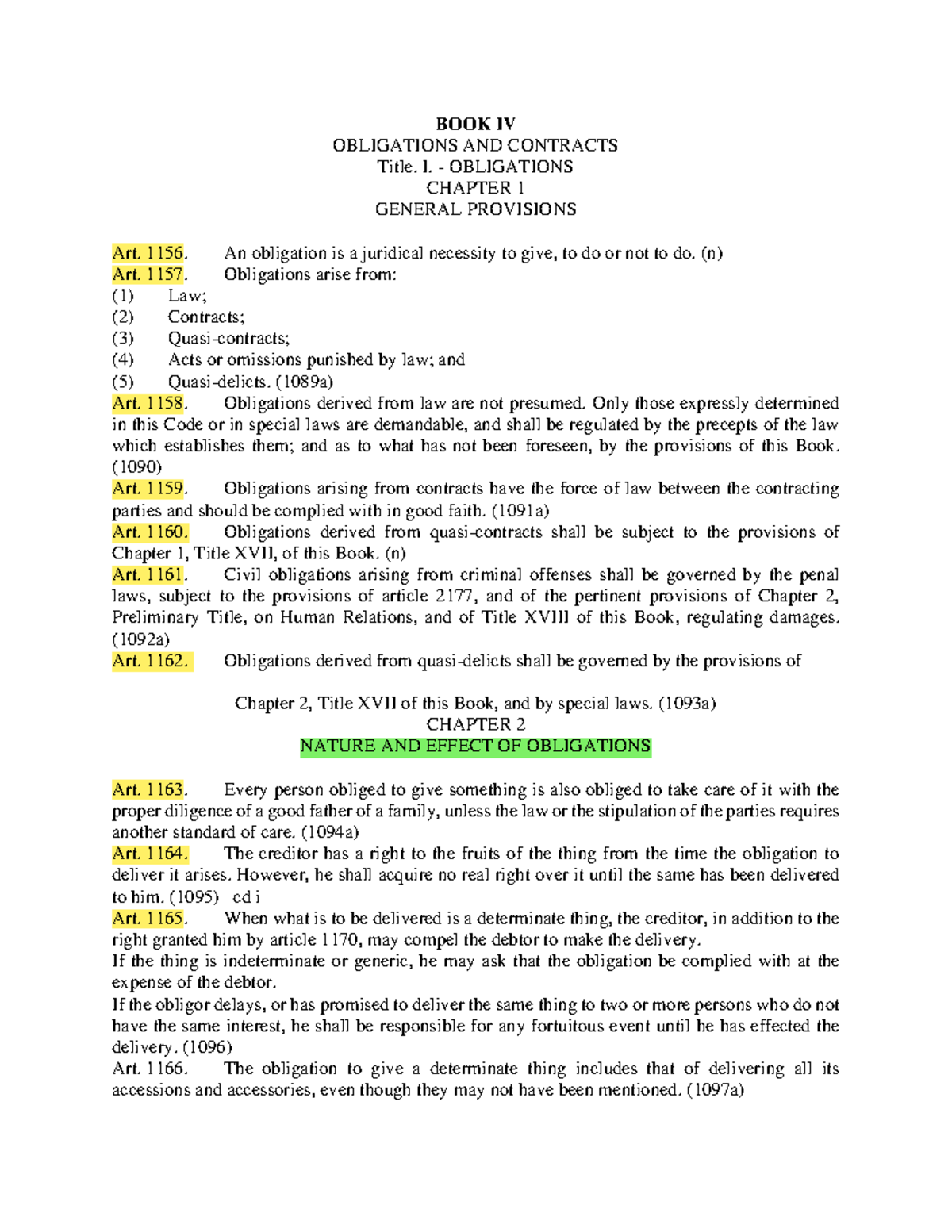 Obligations and Contracts Overview - Course Code: Obligations 101 - Studocu