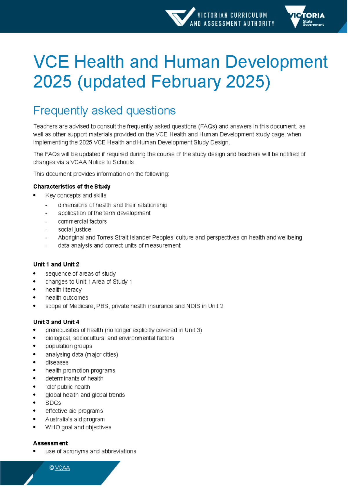 2025 VCE Health and Human Development FAQs and Key Concepts - Studocu