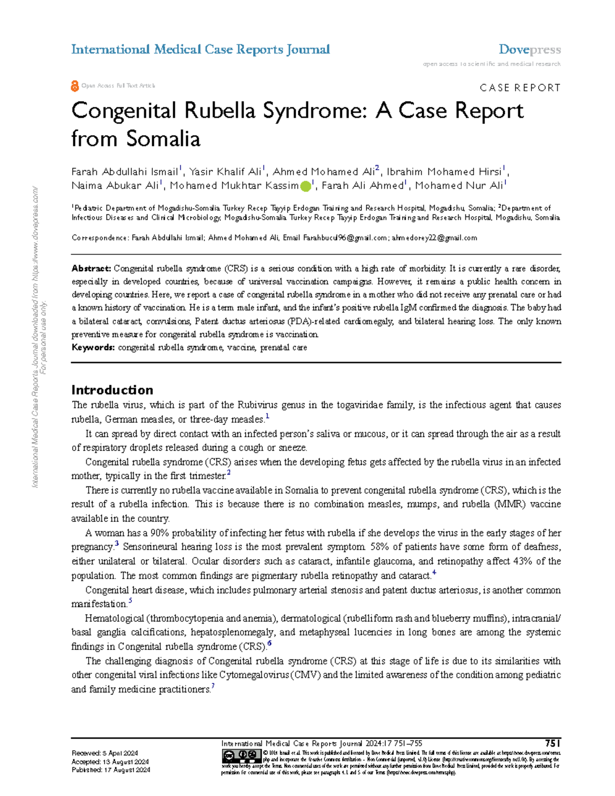 Congenital Rubella Syndrome: A Case Report from Somalia - Studocu
