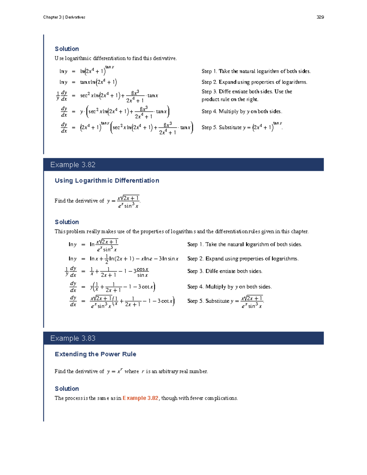 Chapter 3 Derivatives Solutions - Logarithmic Differentiation (Calc 1 ...