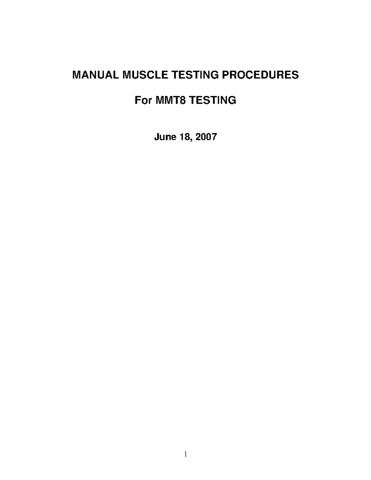 MMT8 Grading & Testing Procedures for 8 Muscle Groups: A Guide - Studocu