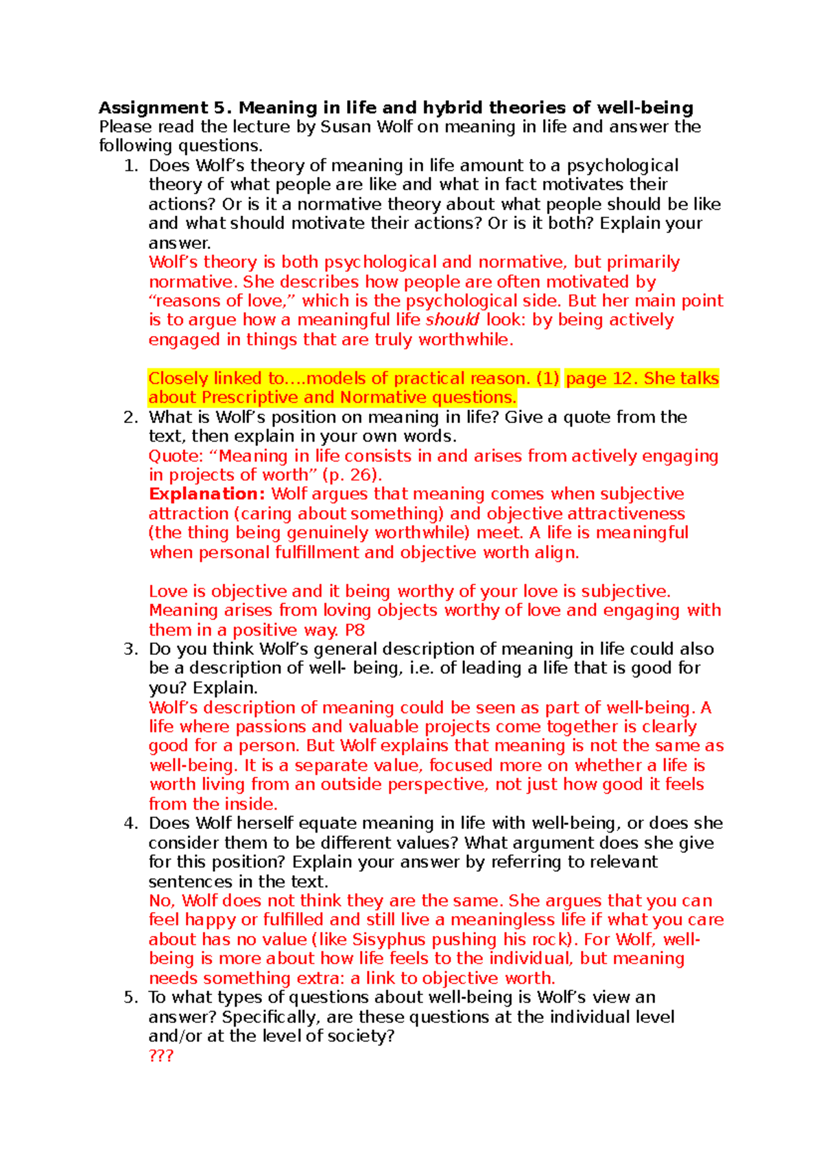 PHIL 101: Assignment 5 - Exploring Susan Wolf's Meaning in Life ...